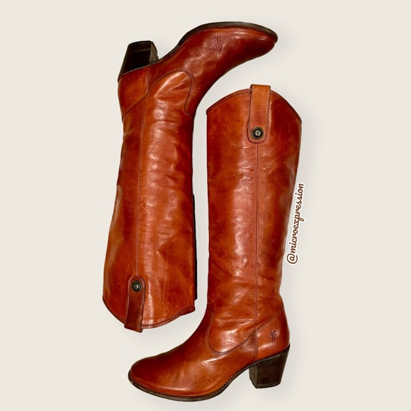 Frye | Shoes | Frye Jackie Button Tall Brown Leather Heeled Boot | Poshmark